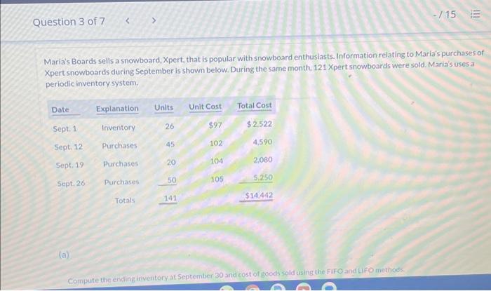 Solved Maria's Boards sells a snowboard, Xpert, that is | Chegg.com