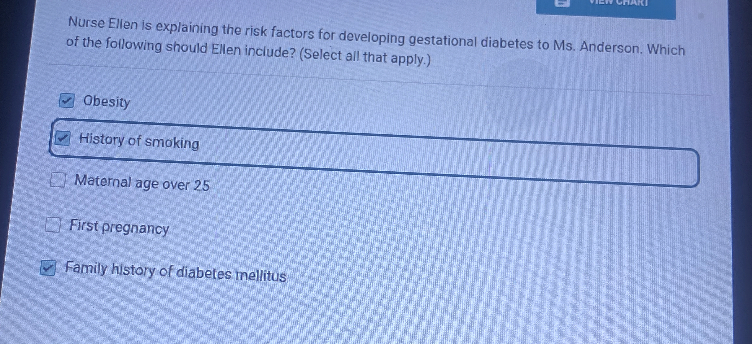 Solved Nurse Ellen is explaining the risk factors for | Chegg.com