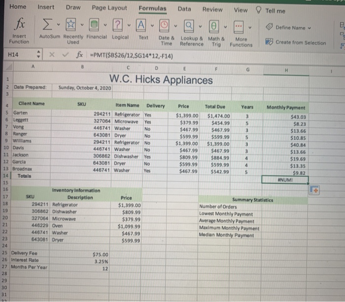 Solved 10 10 Insert The Function In Cell H5 To Calculate The Chegg
