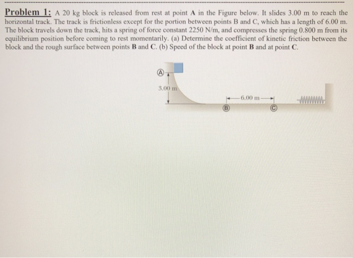 Solved Problem 1: A 20 kg block is released from rest at | Chegg.com