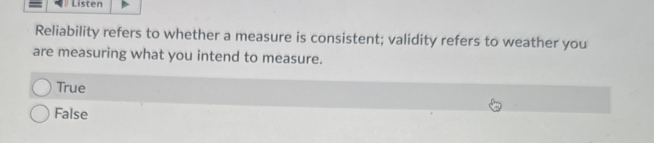 Solved Reliability refers to whether a measure is | Chegg.com