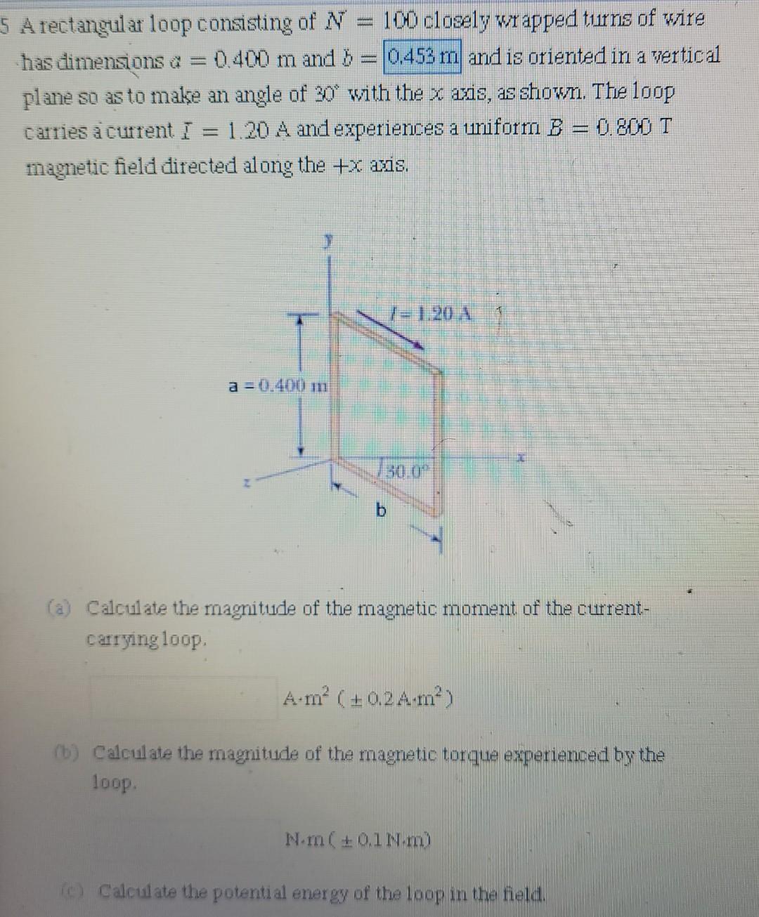 Solved 5 A rectangular loop consisting of N = 100 closely | Chegg.com