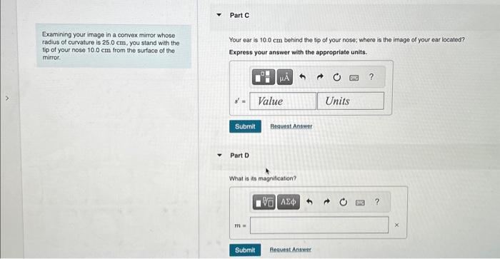Solved Examining your image in a convex mirror whose radius | Chegg.com