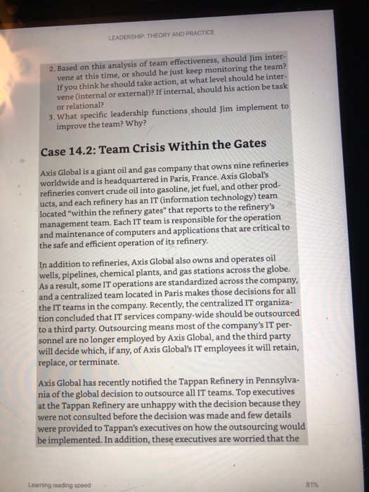Solved LEADERSHIP THEORY AND PRACTICE 2. Based on this | Chegg.com