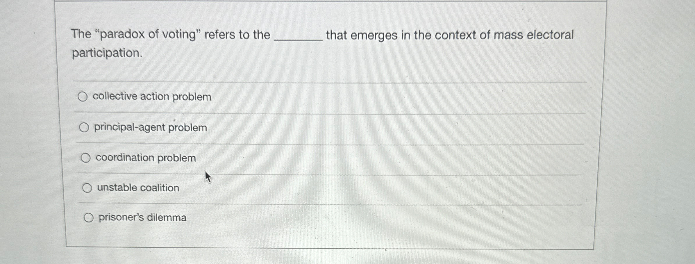 Solved The "paradox of voting" refers to the q, ﻿that | Chegg.com