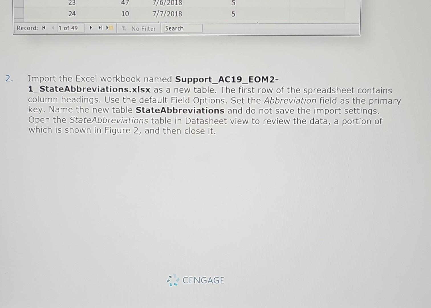 2. Import the Excel workbook named Support_AC19_EOM2- | Chegg.com