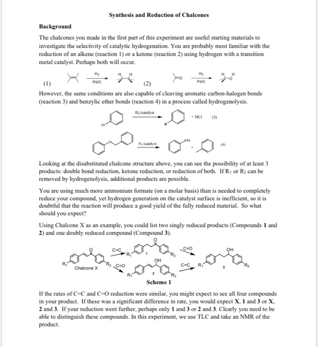 Solved Synthesis and Reduction of Chalcones Background The | Chegg.com