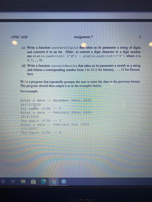 Solved Problem 1. [25 points) Write a program myDate.ce that | Chegg.com