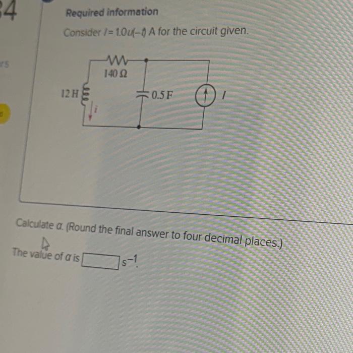 Solved Required information Consider l=1.0u(−t)A for the | Chegg.com