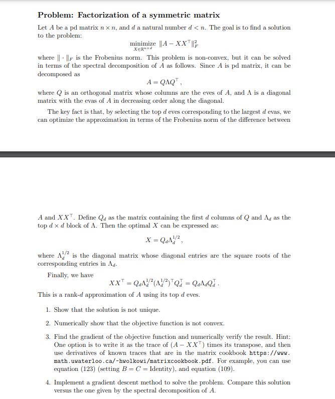 Solved Problem: Factorization of a symmetric matrixLet A ﻿be | Chegg.com