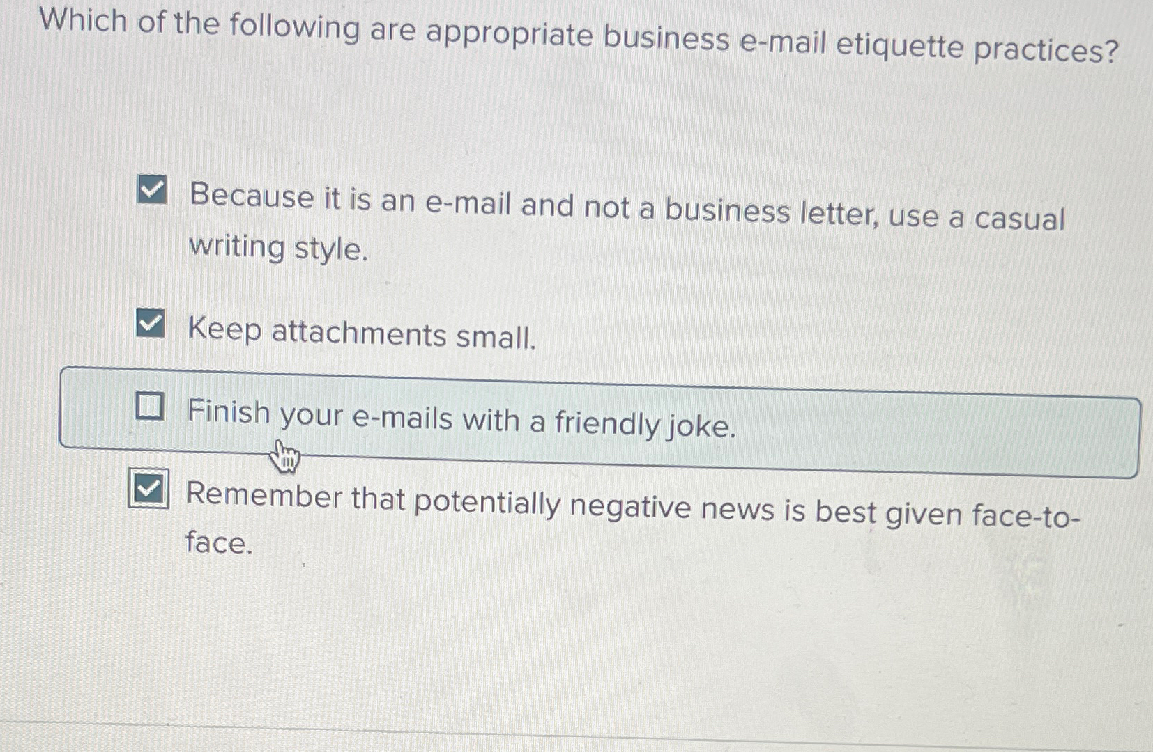 Solved Which of the following are appropriate business | Chegg.com