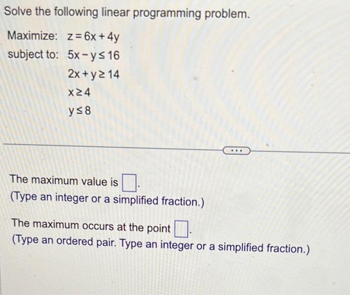 Solved Solve the following linear programming problem. | Chegg.com