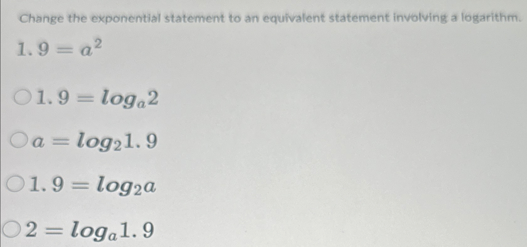 Solved Change the exponential statement to an equivalent | Chegg.com