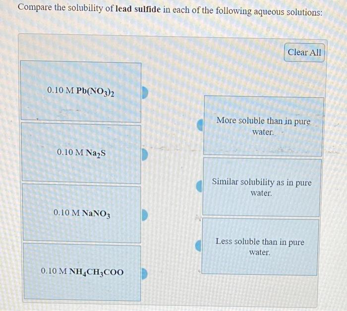 Solved Compare the solubility of lead sulfide in each of the | Chegg.com