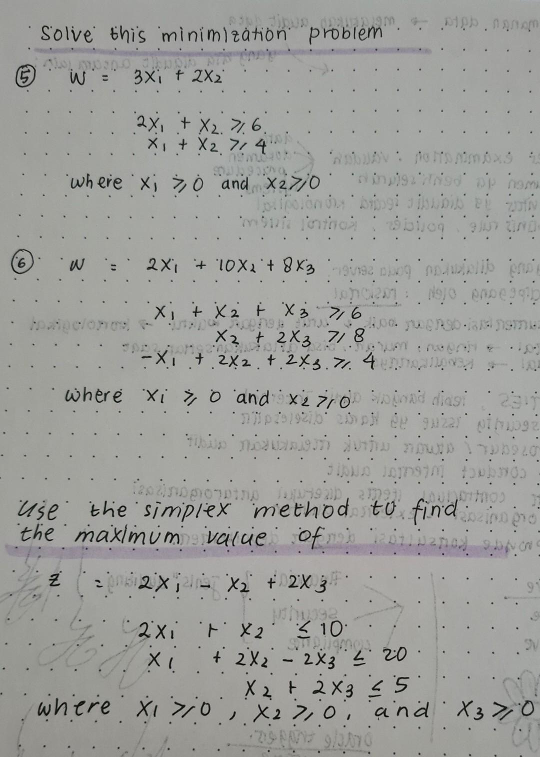 Solved Use Big M Method for minimization problem number 5 | Chegg.com