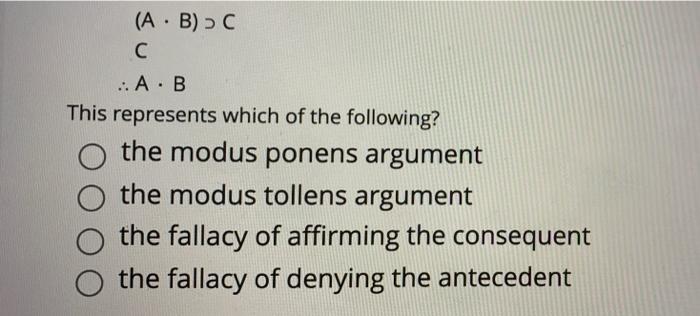 Solved (A. B) C C ..A.B This represents which of the | Chegg.com