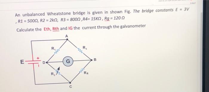Solved An unbalanced Wheatstone bridge is given in shown | Chegg.com