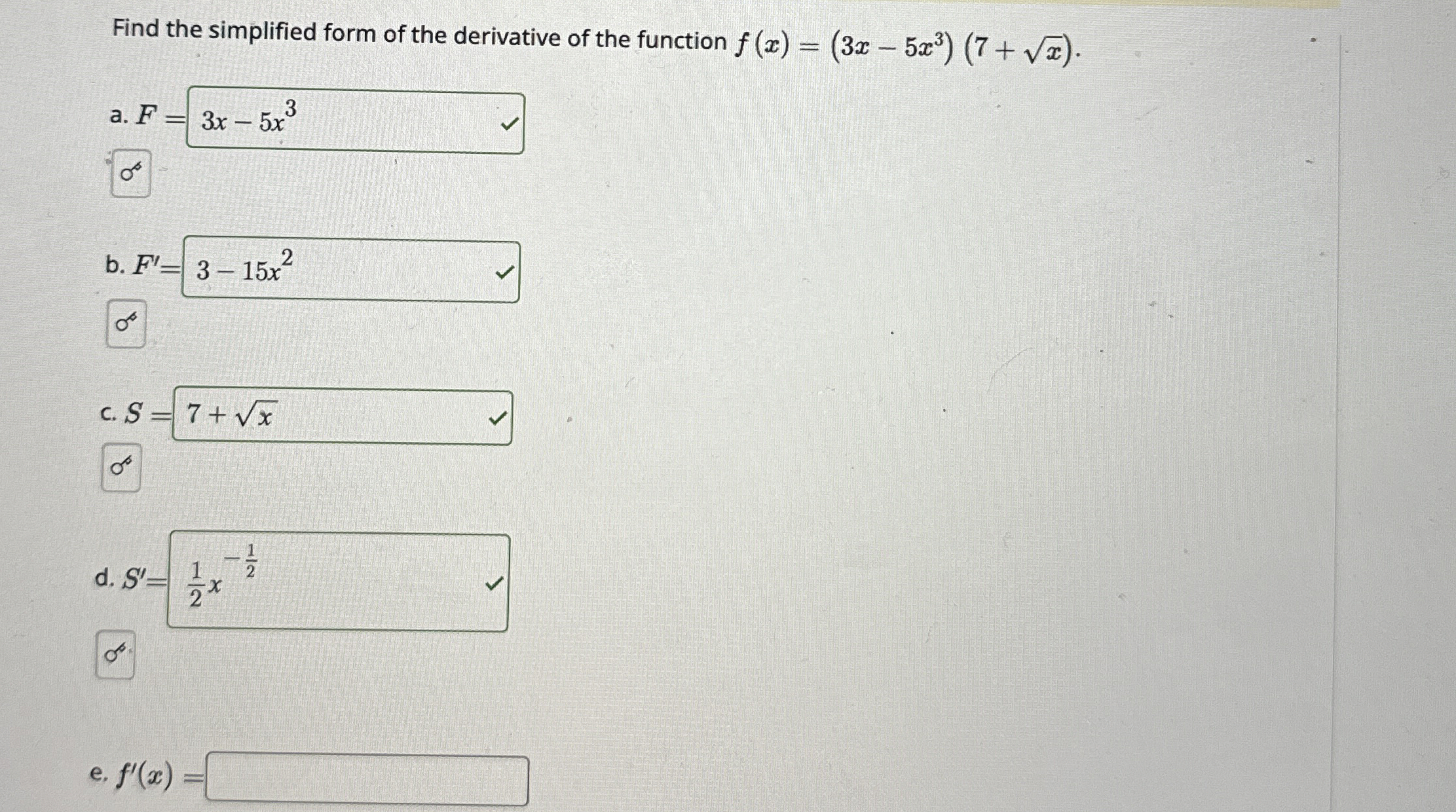 Solved Find the simplified form of the derivative of the | Chegg.com