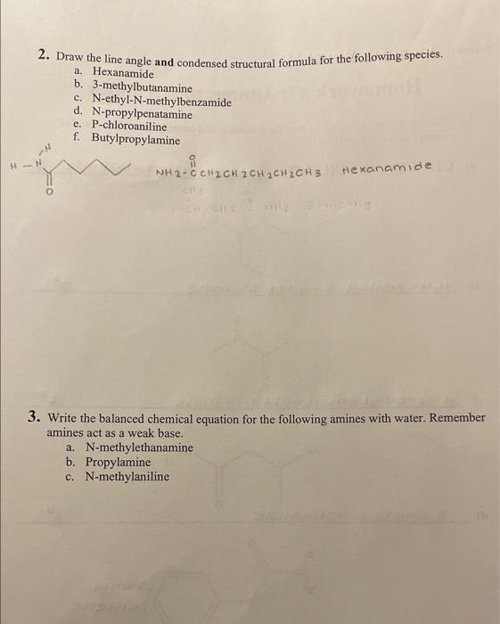 Solved 2. Draw the line angle and condensed structural | Chegg.com