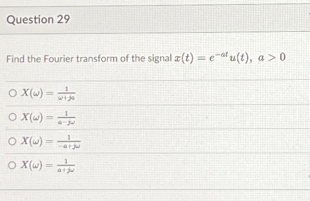 Question 29Find the Fourier transform of the signal | Chegg.com
