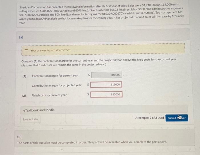 Solved Sheridan Corporation has collected the following | Chegg.com