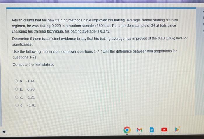 Solved Adrian claims that his new training methods have | Chegg.com