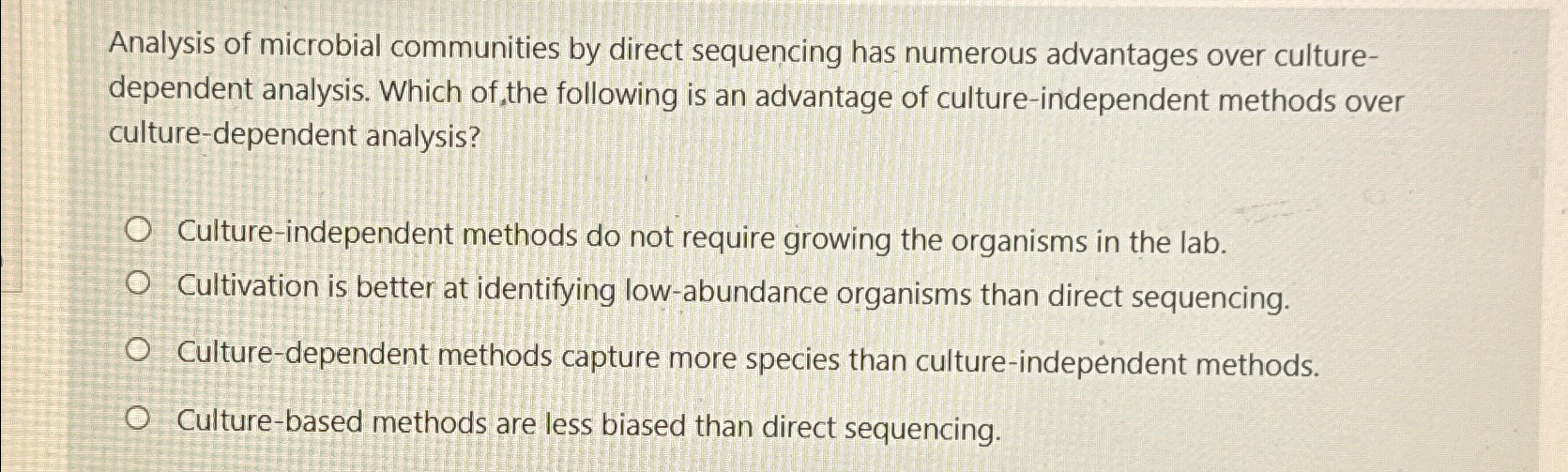 Solved Analysis of microbial communities by direct | Chegg.com