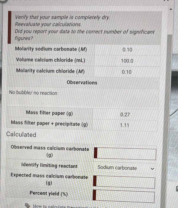 Solved Verify that your sample is completely dry. Reevaluate | Chegg.com
