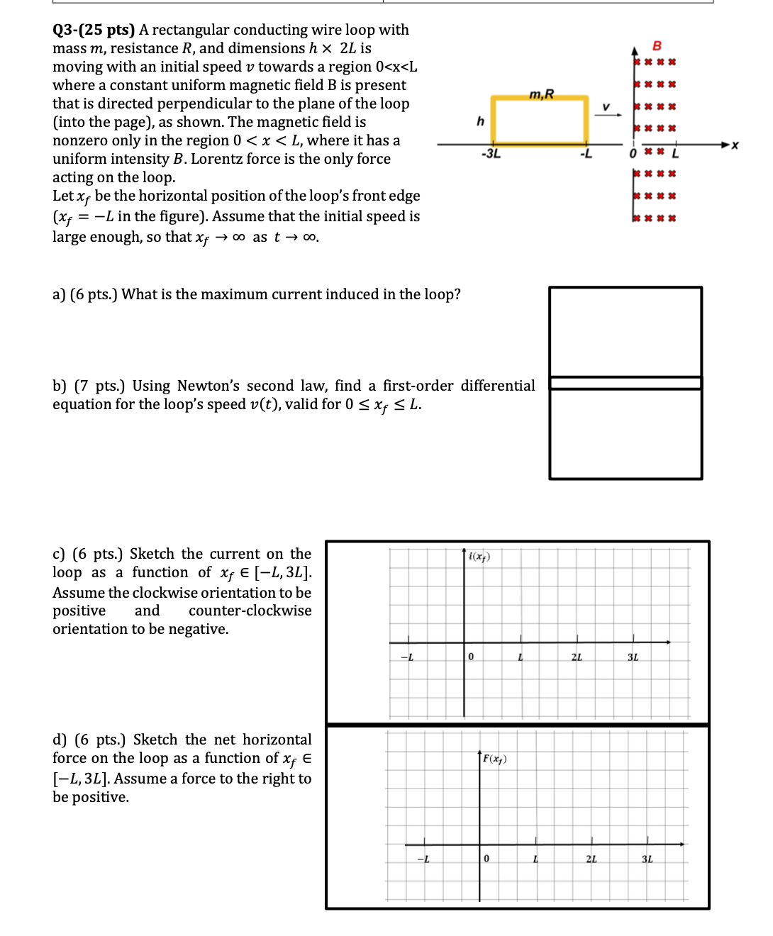 Solved Q3-(25 ﻿pts) ﻿A rectangular conducting wire loop | Chegg.com