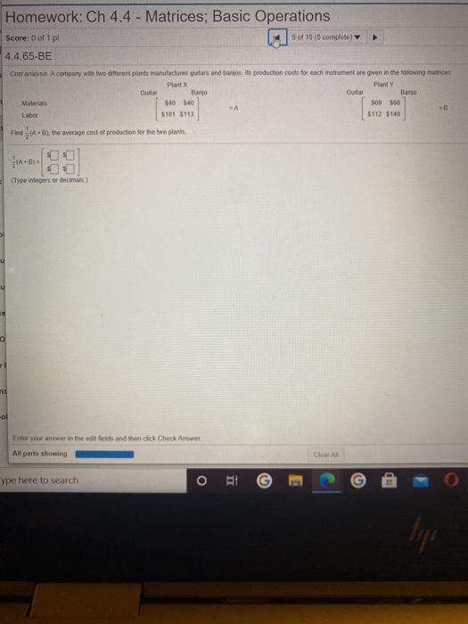 Solved Homework: Ch 4.4 - Matrices; Basic Operations Score: | Chegg.com