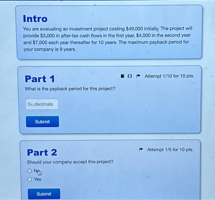 Solved Intro You are evaluating an investment project | Chegg.com Solved Intro You are evaluating an investment project | Chegg.com