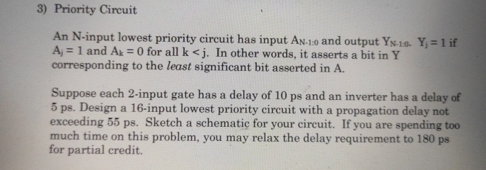 Solved Priority CircuitAn N -input lowest priority circuit | Chegg.com