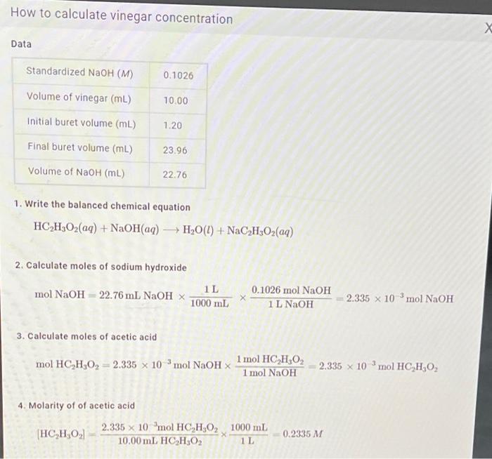 Solved I need - Final Volume of buret (mL)- Volume of NaOH | Chegg.com