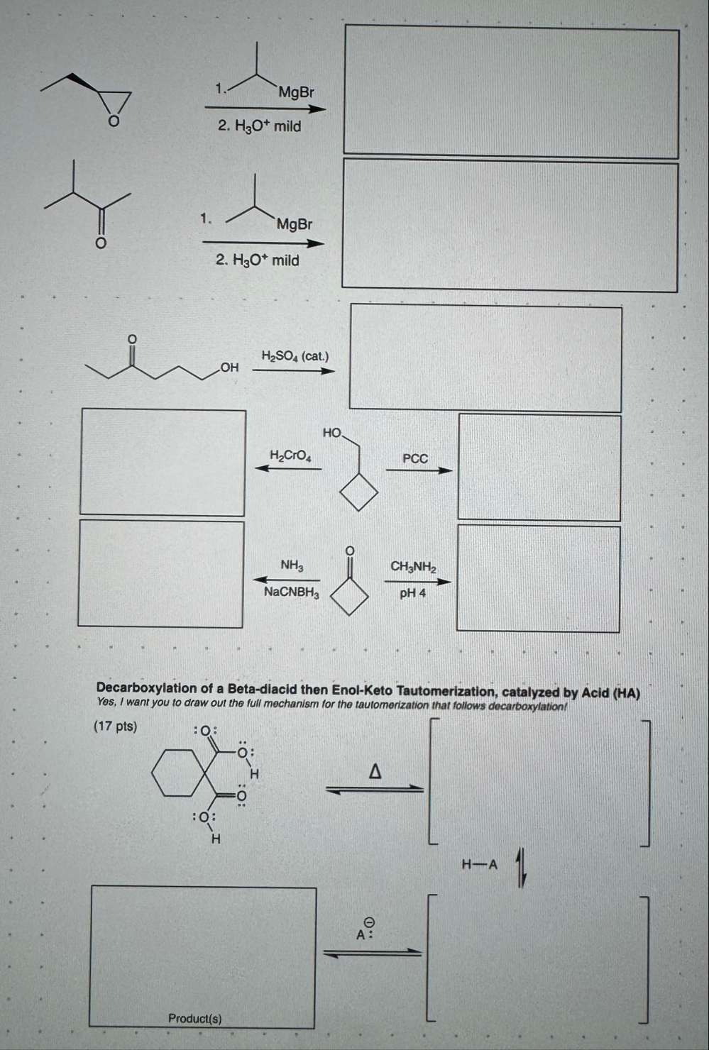 Solved →?2.H3O mild1.1.ubrace( - ﻿ubrace)Decarboxylation of | Chegg.com