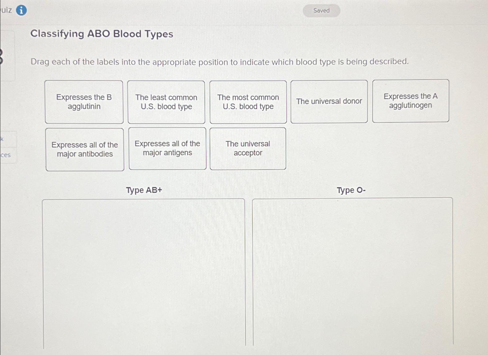 Solved Classifying ABO Blood TypesDrag each of the labels | Chegg.com