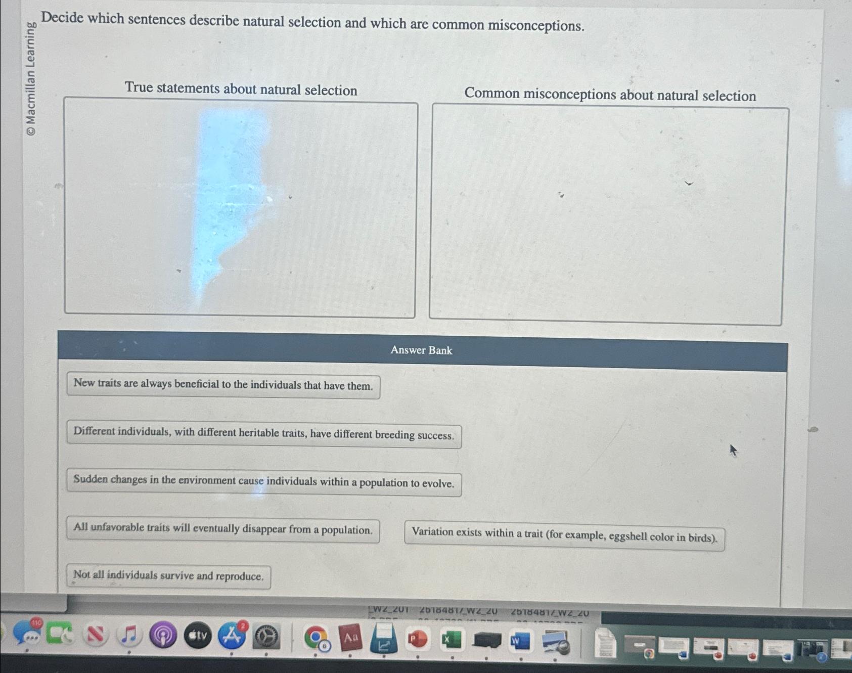 Solved Decide which sentences describe natural selection and | Chegg.com
