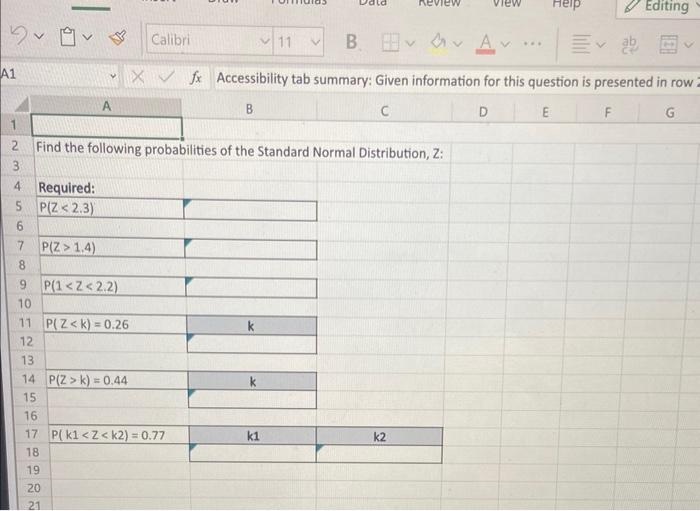 Solved - X fx Accessibility tab summary: Given information | Chegg.com