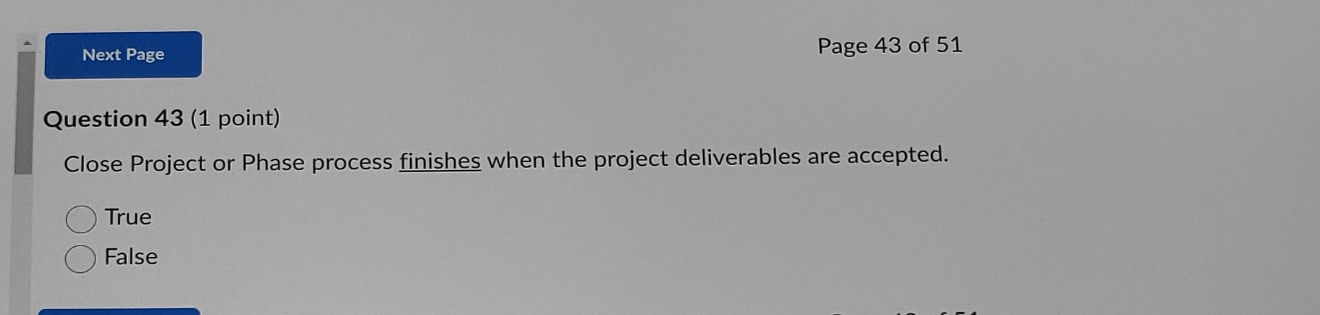 Solved Page 43 ﻿of 51Question 43 (1 ﻿point)Close Project or | Chegg.com