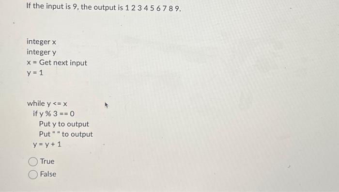 Solved If the input is 9 , the output is 123456789 . integer | Chegg.com