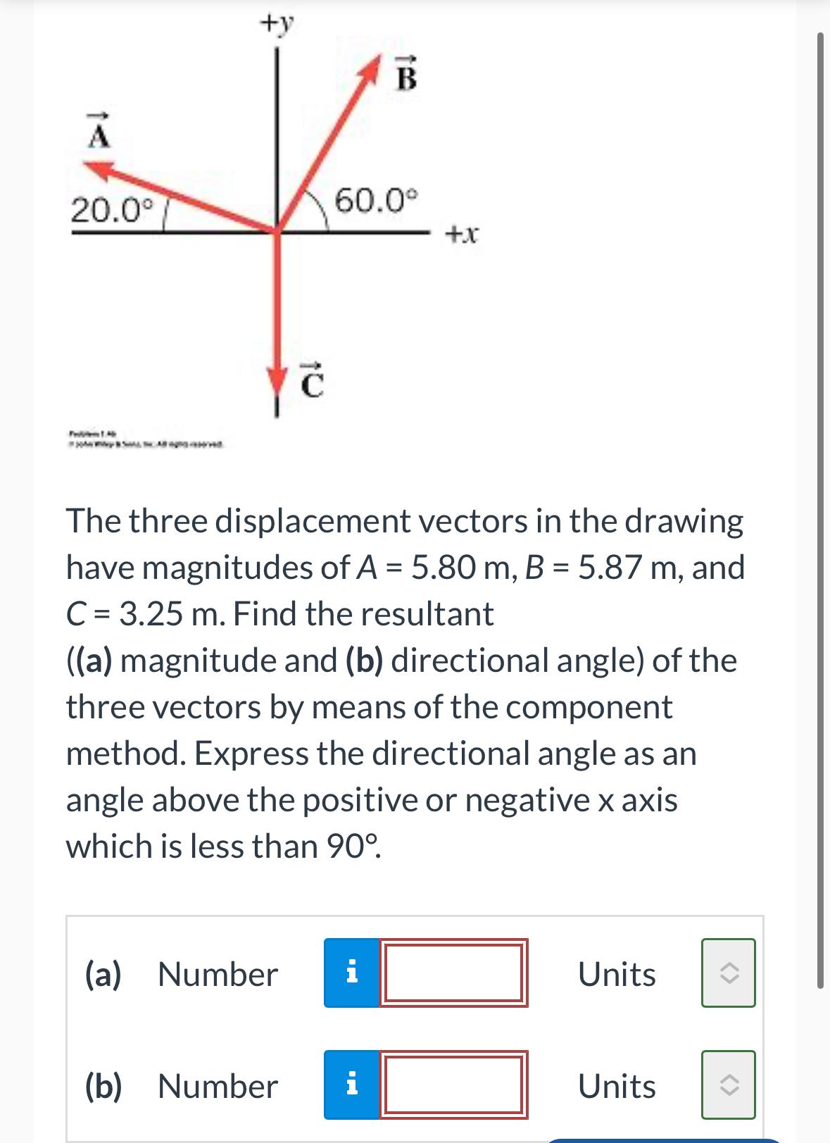 Solved The three displacement vectors in the drawing have | Chegg.com