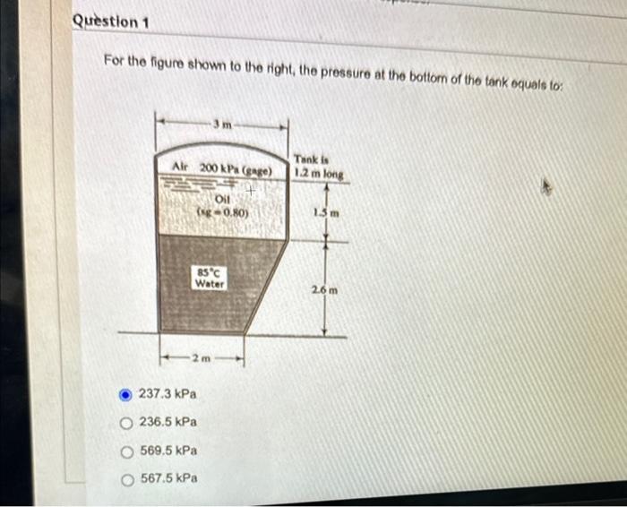 Solved For the figure shown to the right, the pressure at | Chegg.com