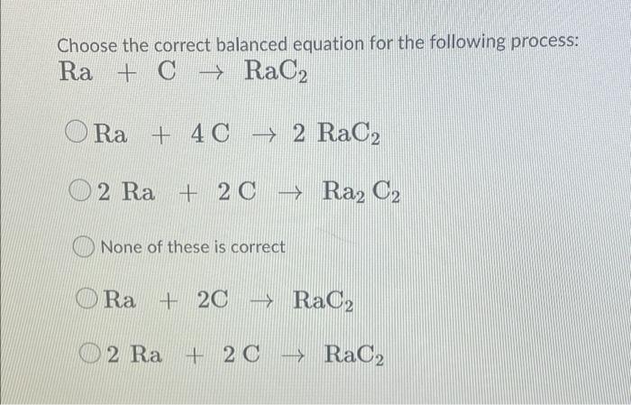 Solved Choose the correct balanced equation for the | Chegg.com