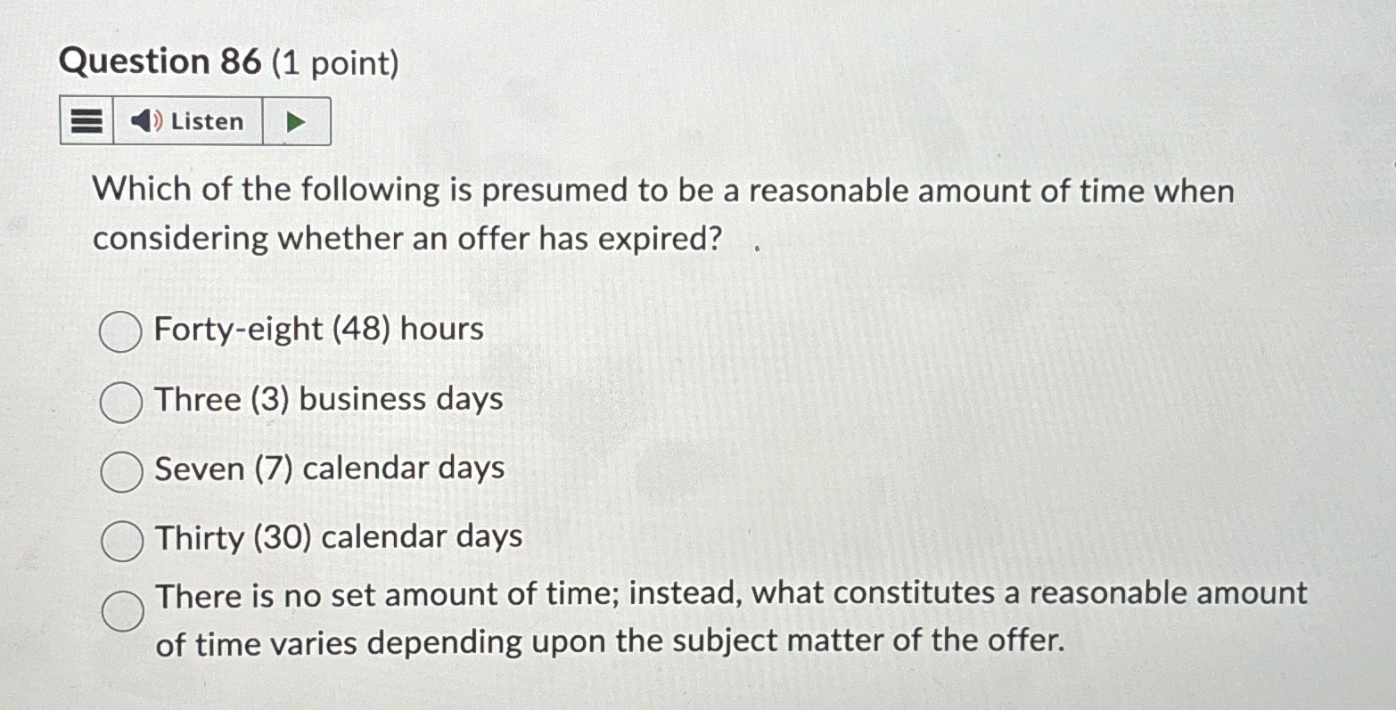 Solved Question 86 (1 ﻿point)Which of the following is | Chegg.com