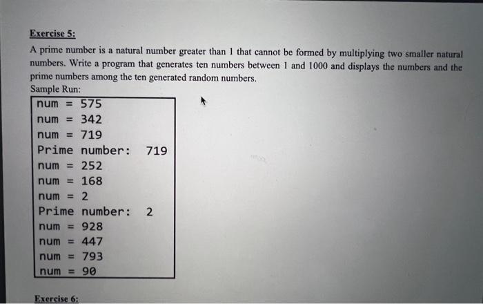 Solved Exercise 5: A prime number is a natural number | Chegg.com
