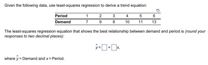 Solved Given the following data, use least-squares | Chegg.com