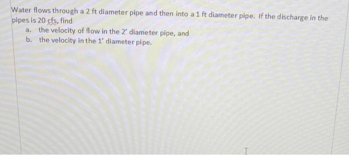 Solved Water flows through a 2ft diameter pipe and then into | Chegg.com