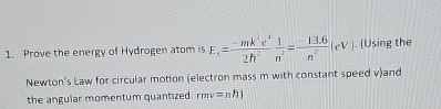 Solved Newton's Law for circular motion (electron mass m | Chegg.com