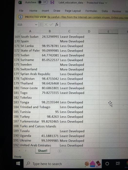 Using the Excel data sheet given (the picutures), | Chegg.com