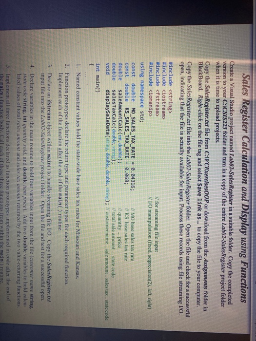 Solved Sales Register Calculation and Display using | Chegg.com