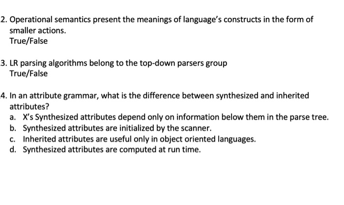 Solved 2. Operational semantics present the meanings of | Chegg.com